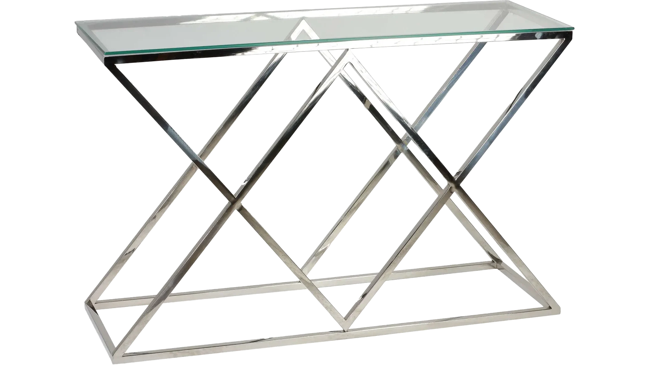 Star Console Table in Chrome - Maplefull Rentals