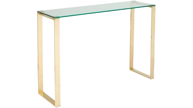 Zevon Console Table In Gold - Maplefull Rentals